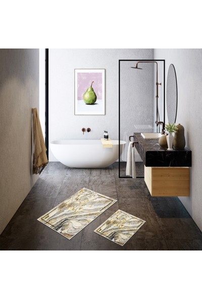 PetraHome&Living Yıkanabilir Kaydırmaz Taban Dijital Baskılı 2'li Banyo Paspası 60X100