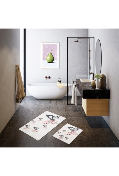 PetraHome&Living Yıkanabilir Kaydırmaz Taban Dijital Baskılı 2'li Banyo Paspası 60X100