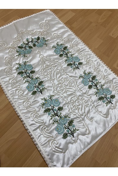 Ayhan Ayhanhomekrem*suyeşil Çeyizlik Kaneviçe Işleme Nakışlı Saten Seccade