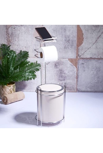 Kosova Yedekli Wc Kağıtlık Çöp Kovası Krem OKY-0512 Kosova Yedekli Wc Kağıtlık Çöp Kovası Krem OKY-0512