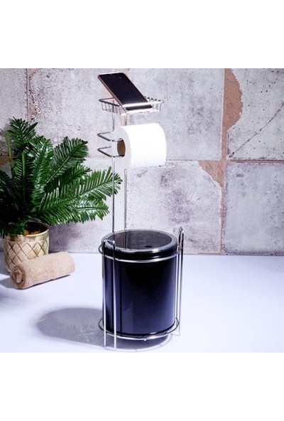 Kosova Kosava Yedekli Wc Kağıtlık Çöp Kovası Siyah OKY-0513 Kosova Kosava Yedekli Wc Kağıtlık Çöp Kovası Siyah OKY-0513
