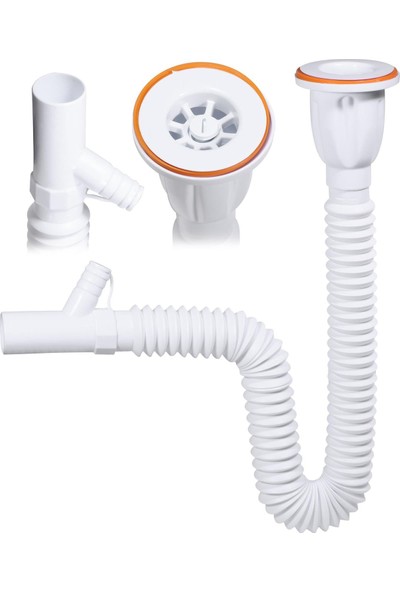 Nzb Körüklü Plastik Süzgeçli Lavabo Sifon Hortumu Tahliyeli 75 cm