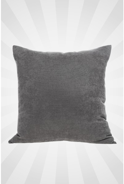 Özenev Özen Özenev 43x43 Cm Gri Kırlent Kılıfı Dekoratif Düz Sade Velür-340