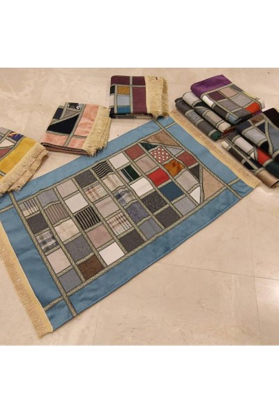 Ayhanhome Kırkyama Patchwork Astarlı Kadife Çeyizlik Hediyelik Seccade