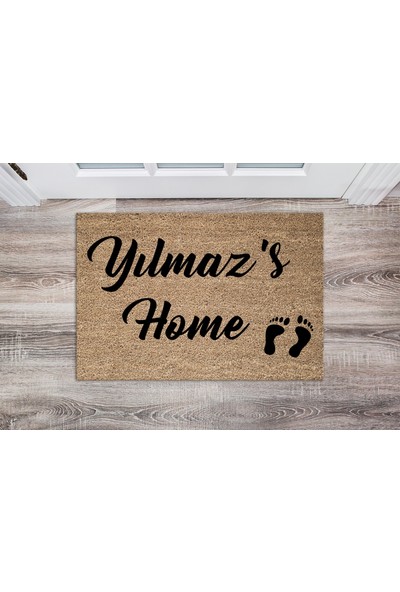 Sevimli Hediye Aile Isim Tasarımlı Kapı Paspası