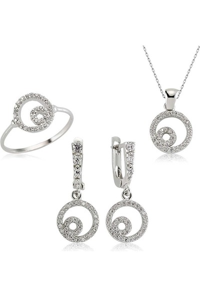 Harem Altın Gümüş Beyaz Taşlı Bayan Set