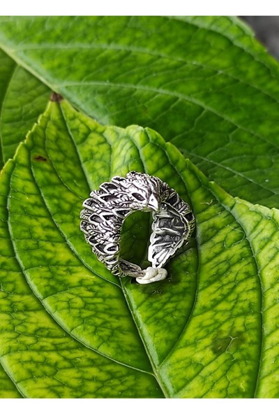 Therapy Aksesuar Şahin Figürlü Ayarlanabilir Gümüş Kaplama Yüzük