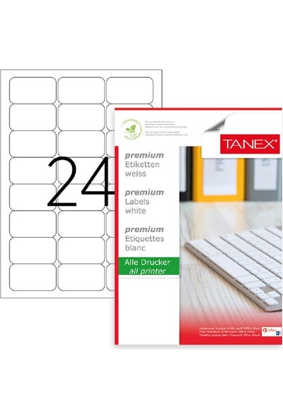 Tanex TW-2024 A4 64X34 mm 100'LÜ Şeffaf Lazer Yazıcı Etiketi Tanex TW-2024 A4 64X34 mm 100'LÜ Şeffaf Lazer Yazıcı Etiketi