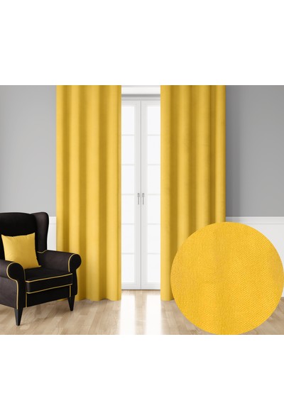 Kadife Dokulu Ekstrafor Büzgülü Acem Lale Sarısı Yüksek Kalite Fon Perde Tek Kanat Kadife Dokulu Ekstrafor Büzgülü Acem Lale Sarısı Yüksek Kalite Fon Perde Tek Kanat