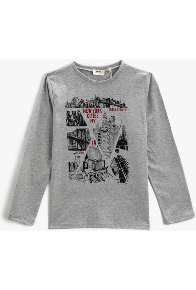 Koton Şehir Baskılı Uzun Kollu Tişört