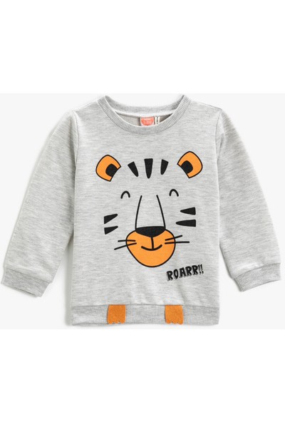 Koton Hayvan Baskılı Sweatshirt Bisiklet Yaka