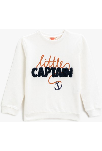 Koton Little Captain Baskılı Sweatshirt Bisiklet Yaka Pamuklu