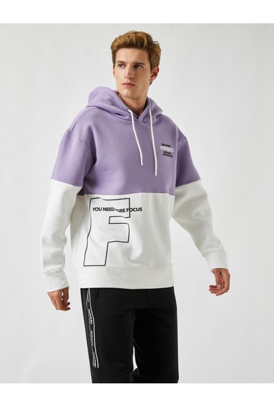 Koton Renk Bloklu Oversize Kapşonlu Sweatshirt