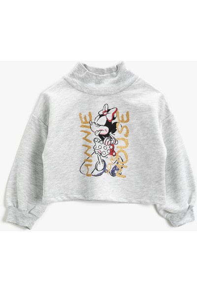Koton Minnie Mouse Lisanslı Baskılı Sweatshirt Balon Kollu Pamuklu
