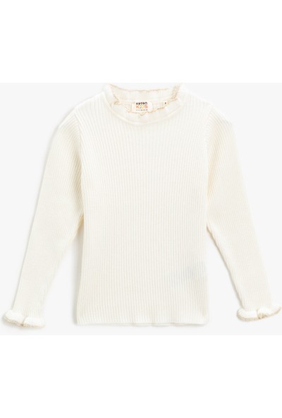 Koton Yakası Fırfırlı Kazak Bisiklet Yaka Uzun Kollu