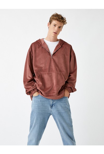 Koton Fitilli Kadife Kapşonlu Gömlek Sweatshirt Koton Fitilli Kadife Kapşonlu Gömlek Sweatshirt