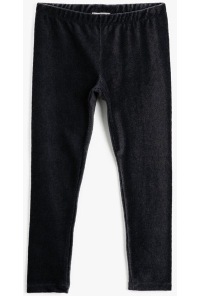 Koton 2Kkg47498Ok Lastikli Dar Kalıp Düz Antrasit Kız Çocuk Tayt