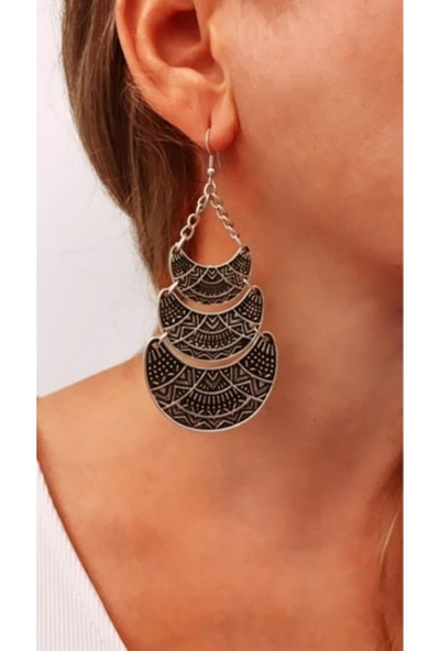 Kutcha Accessories Kadın Gümüş Kaplama Tasarım Küpe