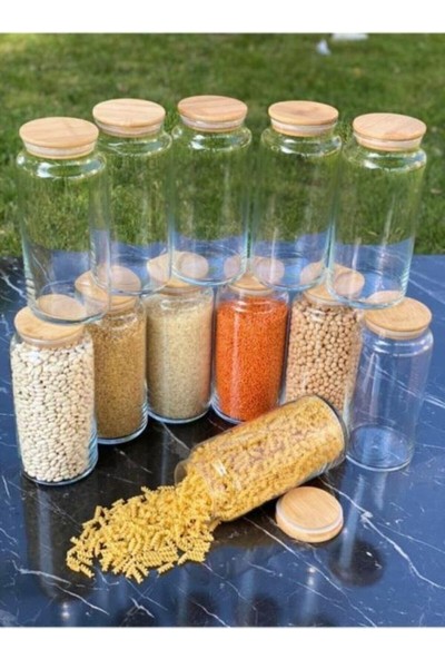Gönül Porselen Bambu Kapaklı Kavanoz 12'li Set 1.3 Lt G2736