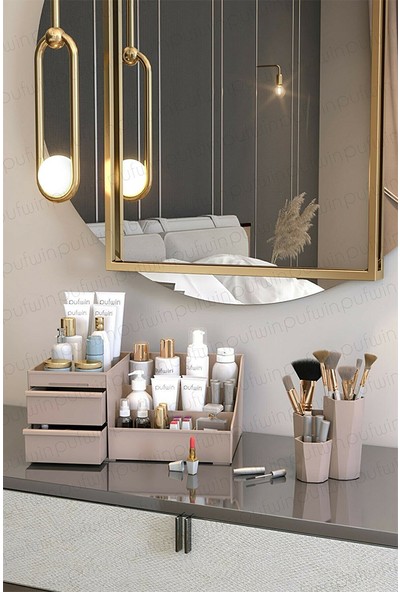 Apexel Elegance Makyaj Kozmetik Düzenleyici ve Fırçalık Organizer 2li Set Apexel Elegance Makyaj Kozmetik Düzenleyici ve Fırçalık Organizer 2li Set