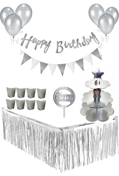Doğumgünü Marketim Gümüş Parti Seti