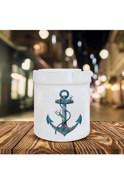 Kumbara Hediyelik Çapa Baskılı Seramik Küllük