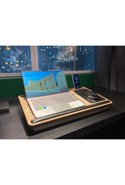 Axolotl Telefon ve Tablet Bölmeli Minderli Laptop Sehpası, Notebook Masası Axolotl Telefon ve Tablet Bölmeli Minderli Laptop Sehpası, Notebook Masası