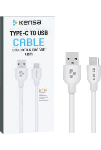 Kensa DK-152 Type-C – USB Hızlı Şarj Kablosu Beyaz Kensa DK-152 Type-C – USB Hızlı Şarj Kablosu Beyaz