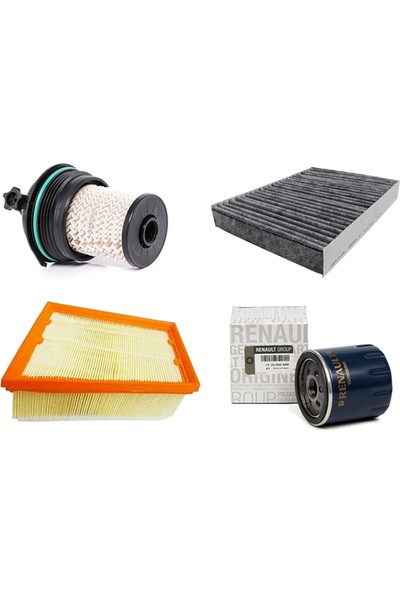 Mais Renault Megane4 1.5 Dci Filtre Bakım Seti 90 ve 110 Beygir 2015-2019 Karbonlu [OTODEPOSUSET1000G]