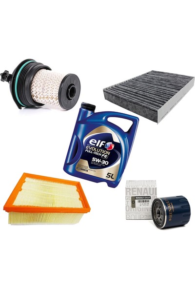 Mais Renault Megane4 1.5 Dci Filtre Bakım Seti 90 ve 110 Beygir 2015-2019 Karbonlu [OTODEPOSUSET1000H]