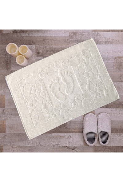 Regule Ayak Havlusu Taş Desenli 50X70 cm Ayak Çizgili - Beyaz