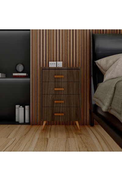 Ünüvar Konsept Emre Dört Çekmeceli Komodin Modern - Ceviz Ünüvar Konsept Emre Dört Çekmeceli Komodin Modern - Ceviz