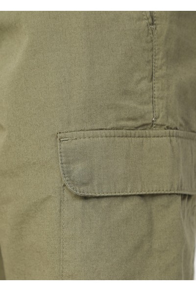 Limon Erkek Haki Pamuklu Kargo Şort