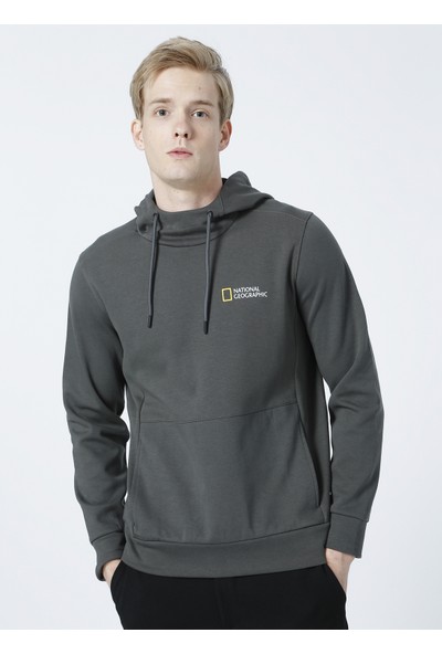 National Geographic Kapüşonlu Haki Erkek Sweatshirt