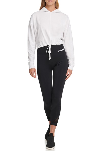 Dkny Jeans Kapüşonlu Standart Kalıp Düz Beyaz Kadın Sweatshirt