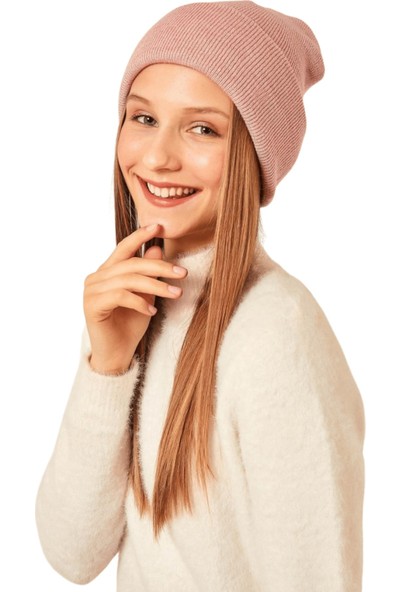 Butikburuc Kadın Pudra Katlamalı Bere