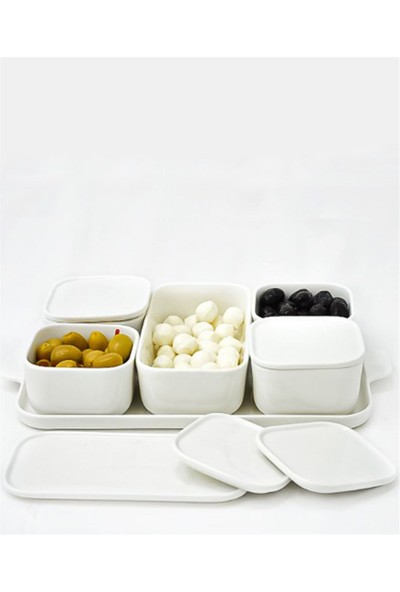 Acar Pure White 6lı Porselen Kapaklı Kahvaltılık Acar Pure White 6lı Porselen Kapaklı Kahvaltılık