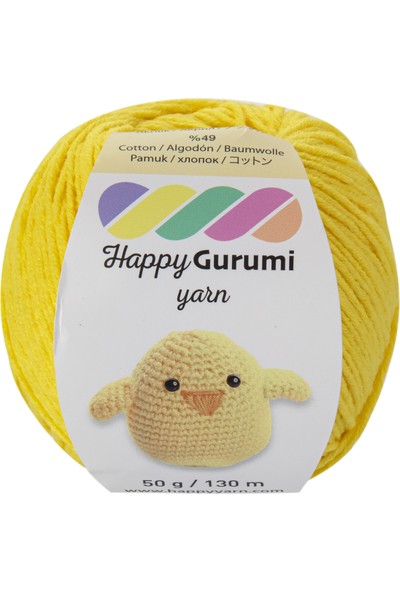 Happy Yarn Happy Gurumi K330 Sarı Amigurumi Örgü İpi 50 gr 130 m