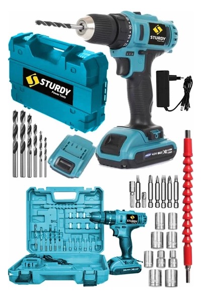 Sturdy Power Tools 46 Volt 5.0 Amper Çift Akülü Şarjlı 24 PARÇA SETLİ Vidalama Matkap Sturdy Power Tools 46 Volt 5.0 Amper Çift Akülü Şarjlı 24 PARÇA SETLİ Vidalama Matkap