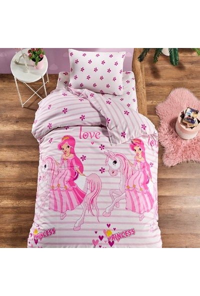 Laliva Doğal Sağlıklı Pamuk Atlı Prenses Tek Kişilik Çocuk Nevresim Takımı