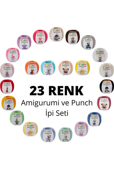 Happy Gurumi 23'lü Amigurumi ve Punch Örgü Ipi Seti