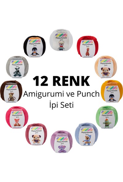 Happy Gurumi 12'li Amigurumi ve Punch Örgü Ipi Seti