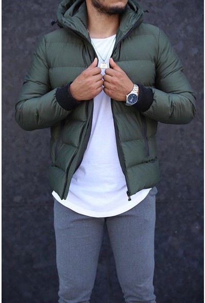 Densmood Erkek Haki Kapüşonlu Şişme Mont Densmood Erkek Haki Kapüşonlu Şişme Mont