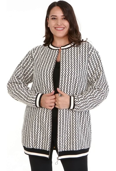 Myline Ribana Detaylı Desenli Uzun Ceket