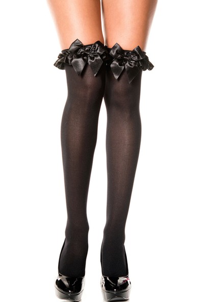 Vonda Wear Kadın Diz Üstü Siyah Kurdeleli Siyah Jartiyer Çorap - 80577SS Vonda Wear Kadın Diz Üstü Siyah Kurdeleli Siyah Jartiyer Çorap - 80577SS