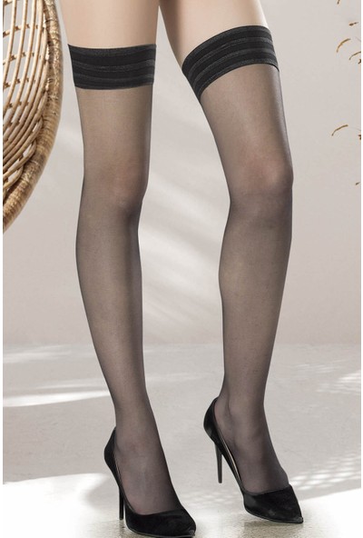 Vonda Wear 80962-ÇIZGILI Siyah Jartiyer Çorap Vonda Wear 80962-ÇIZGILI Siyah Jartiyer Çorap