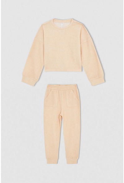 DeFacto Kız Çocuk Regular Fit  Bisiklet Yaka Uzun Kollu 2'li Takım U6979A621AU