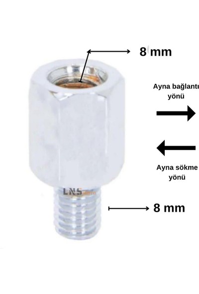 Motolinas Ayna Yükseltme Uzatma Aparatı 8mm Düzden 8mm Düze Adet Motolinas Ayna Yükseltme Uzatma Aparatı 8mm Düzden 8mm Düze Adet