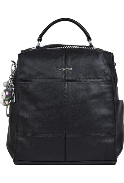 Ççs Soft Deri Bayan Kol ve Sırt Çantası Siyah