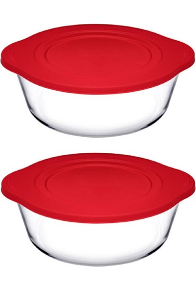 Paşabahçe 59001 Kapaklı 2100 cc Yuvarlak Borcam Tencere 2'li Set